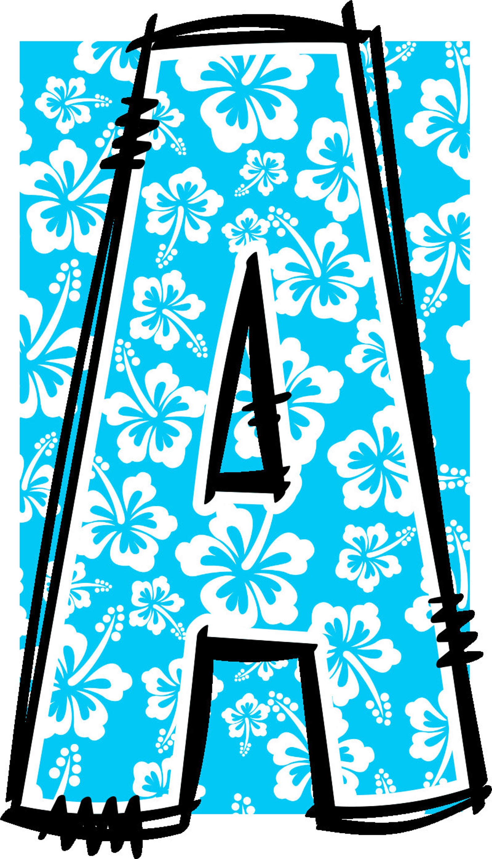 Hawaiian Alphabet Tropical Doodle Font Letters Summer Numbers PNG Font ...