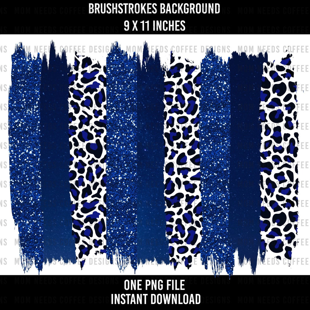 Blue Glitter Leopard Brushstrokes, Sublimation PNG Image Cheetah Print ...