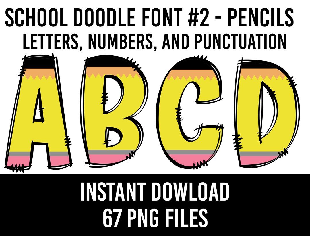 Teacher Doodle Letters Back to School Pencil Hand Drawn - Etsy