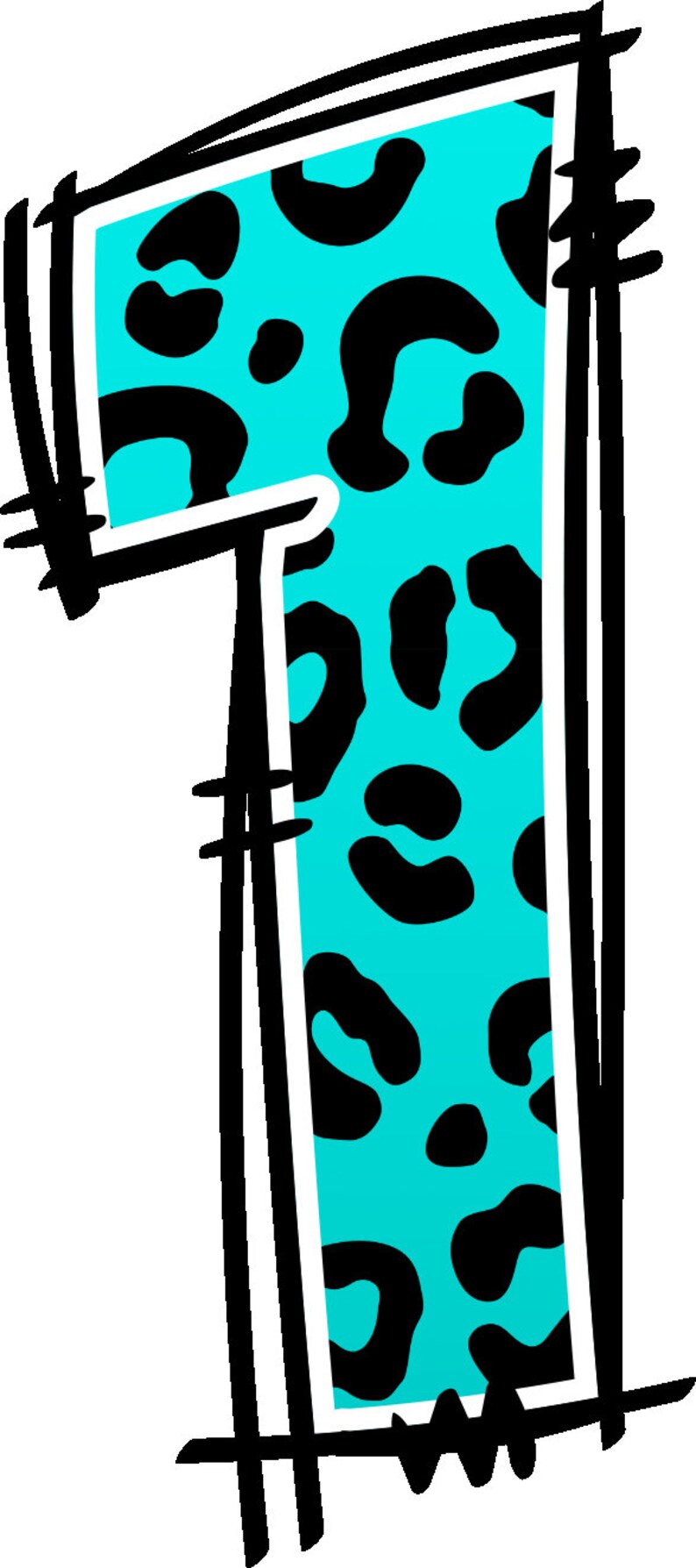 Turquoise Leopard Print Alphabet Doodle Font Letters Numbers - Etsy