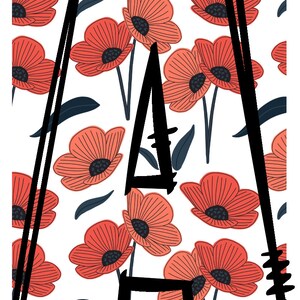 Poppy Alphabet Doodle Poppies Font Letters Floral Numbers PNG Flowers ...