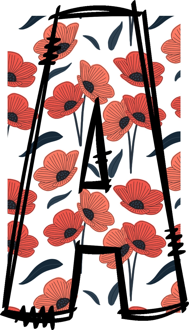 Poppy Alphabet Doodle Poppies Font Letters Floral Numbers PNG Flowers ...
