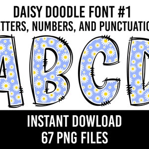 Daisy Alphabet Doodle Font Letters Floral Numbers PNG Daisy - Etsy