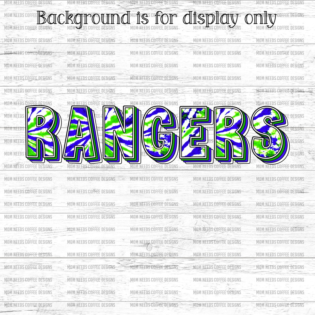 Rangers PNG Transfer Mascot Digital Download PNG, Tie-dye, Green and ...