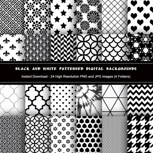 Geometric Digital Paper Geometric Digital Papers Black and - Etsy