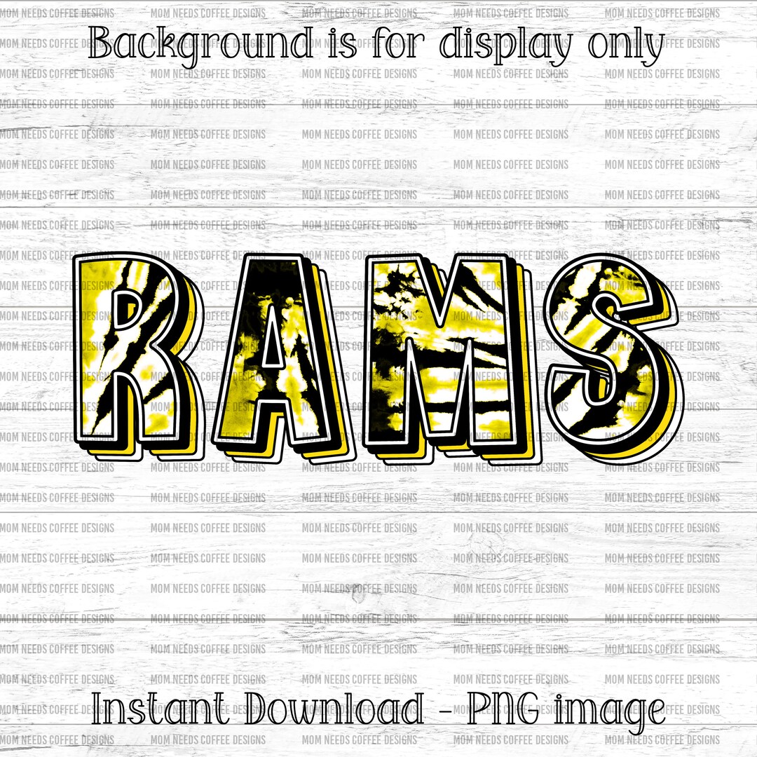 Rams PNG Transfer Mascot Digital Download PNG, Tie-dye, Yellow and ...