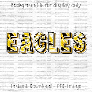 Eagles PNG Transfer Mascot Digital Download PNG Tie-dye Yellow and ...