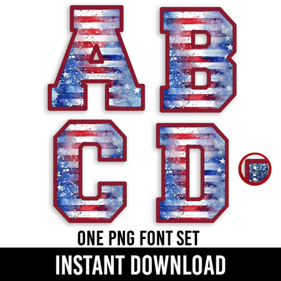 Fourth of July Alphabet, PNG, Glitter, 4th of July Letters, Sublimation ...