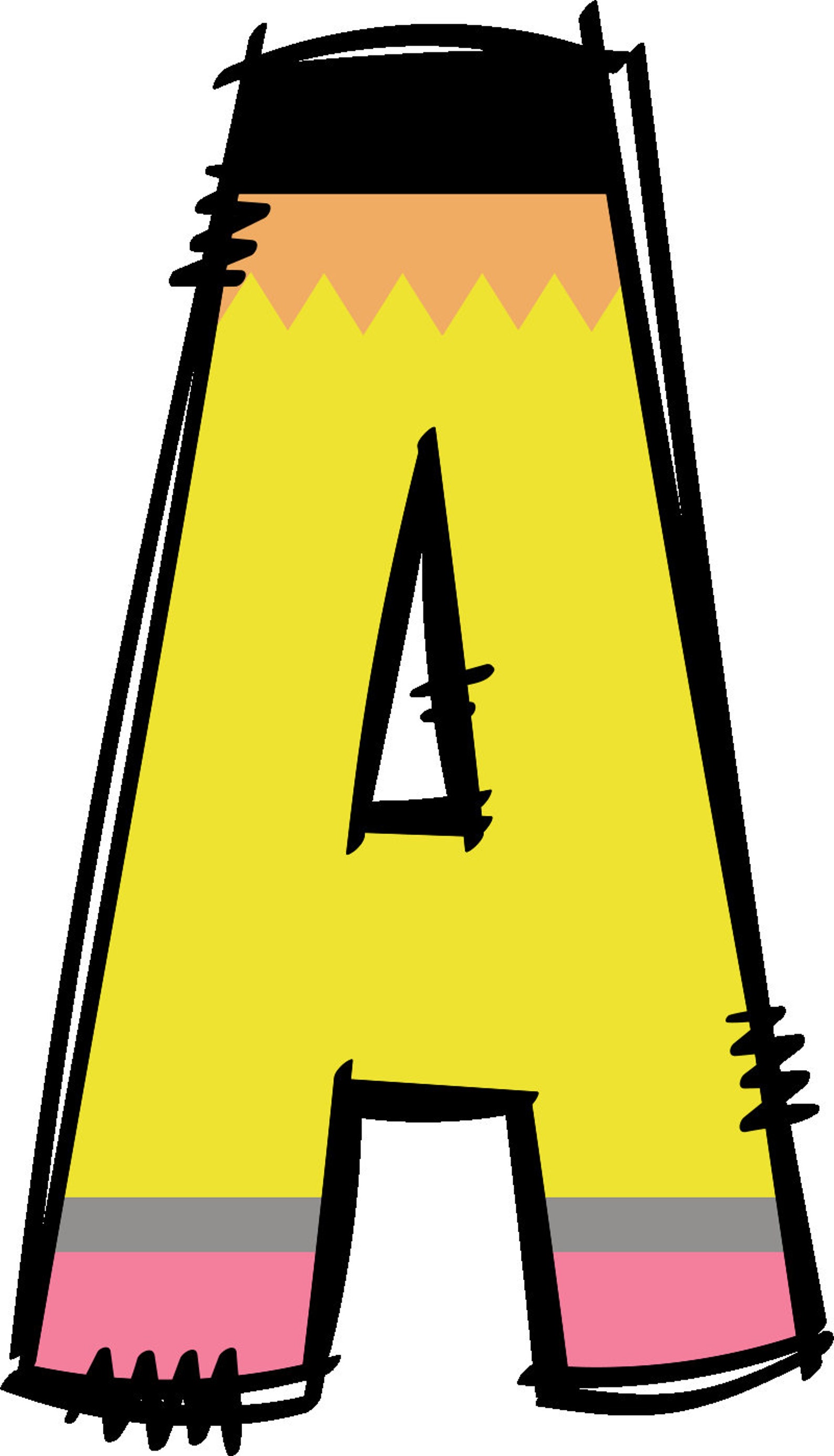 Teacher Doodle Letters, Back to School, Pencil Hand Drawn Doodle Alpha ...