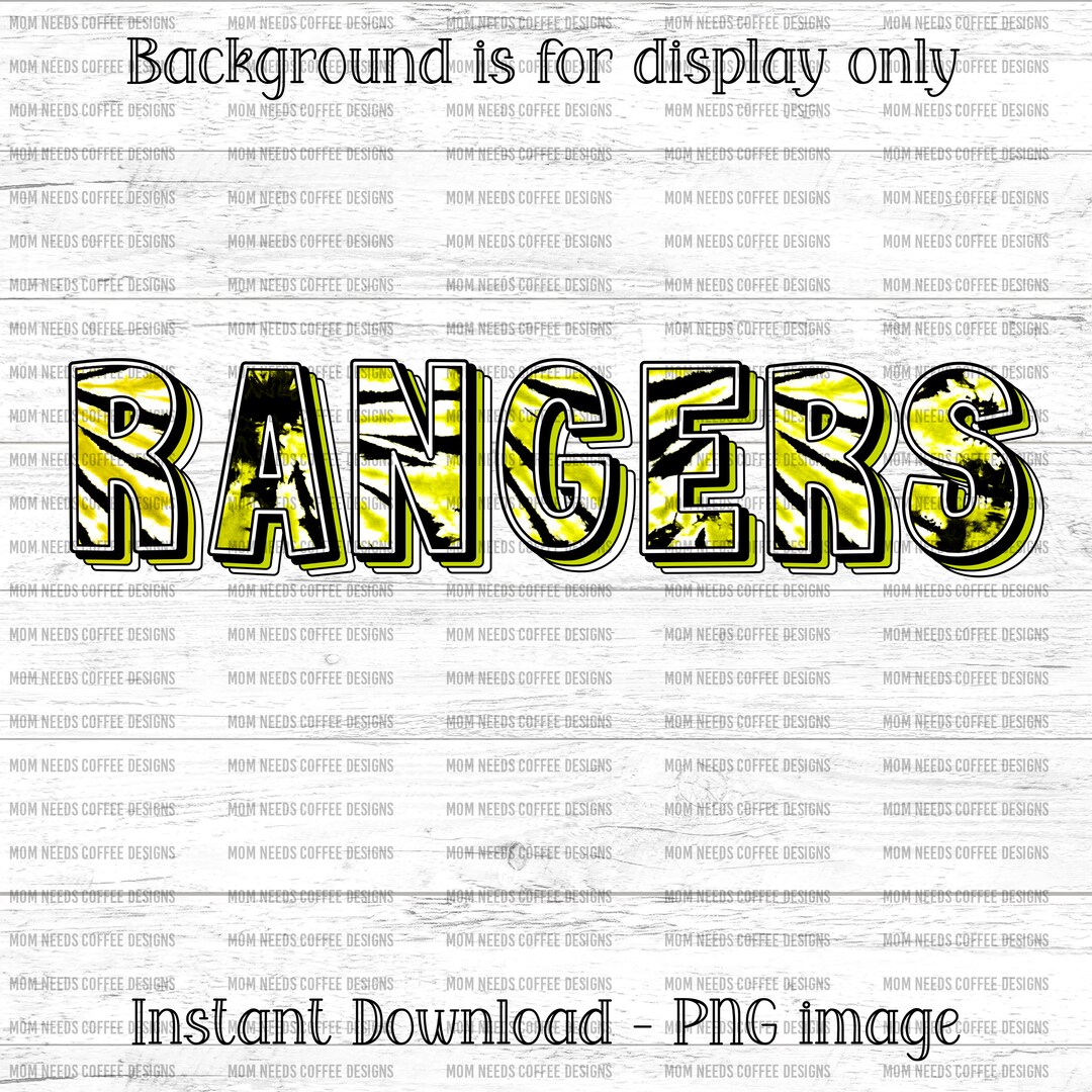 Rangers PNG Transfer Mascot Digital Download PNG, Tie-dye, Yellow and ...