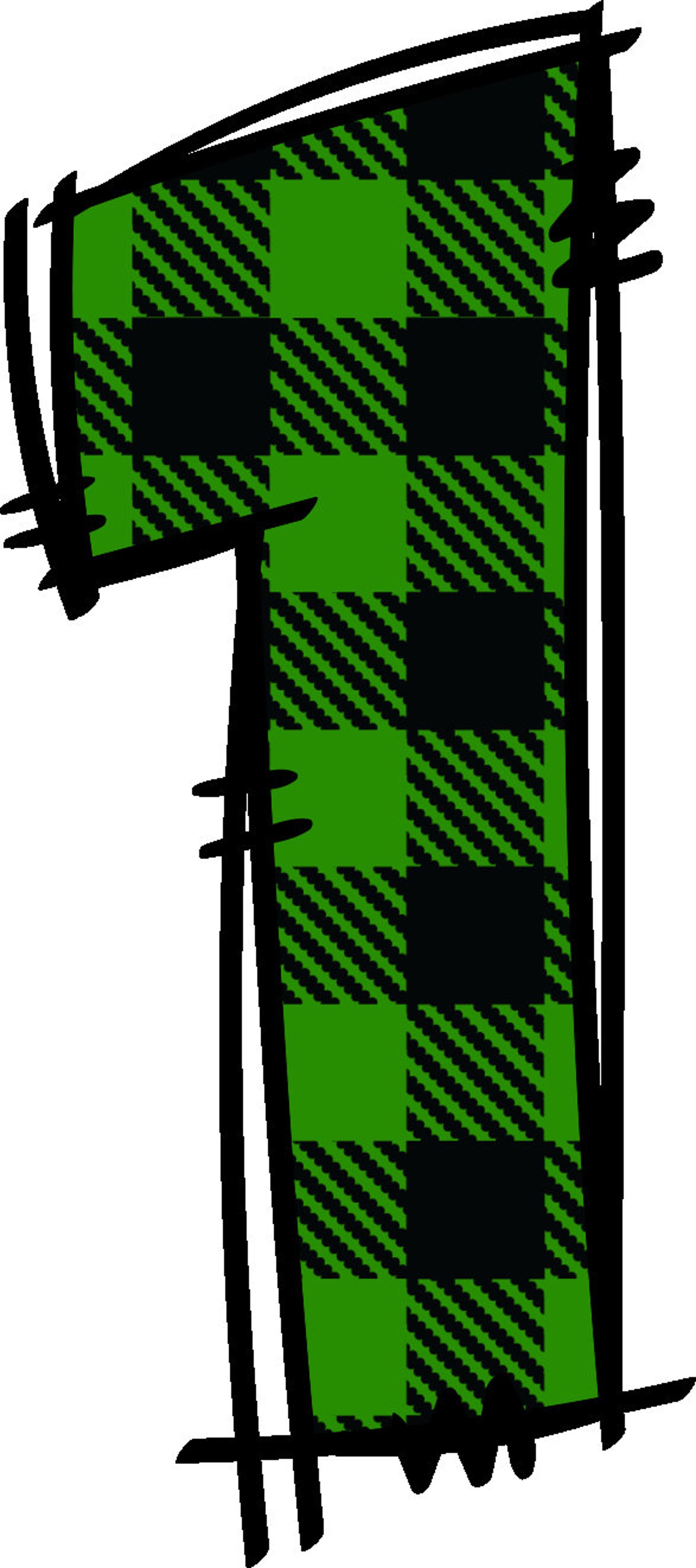 Green Plaid Print Alphabet Doodle Font Letters Buffalo Plaid - Etsy