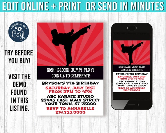 Invitaciones Para Fiestas De Taekwondo En Linea FREE Printable Karate