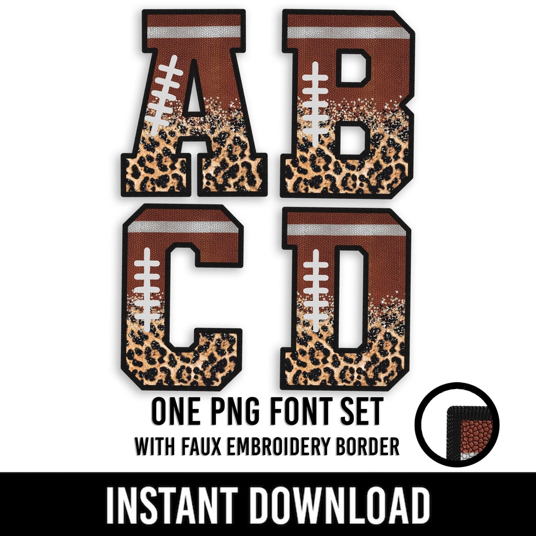 FOOTBALL Font, PNG, Leopard Print, Sports Alphabet, Football PNG ...