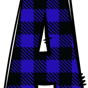 Blue Plaid Print Alphabet Doodle Font Letters Buffalo Plaid Print ...