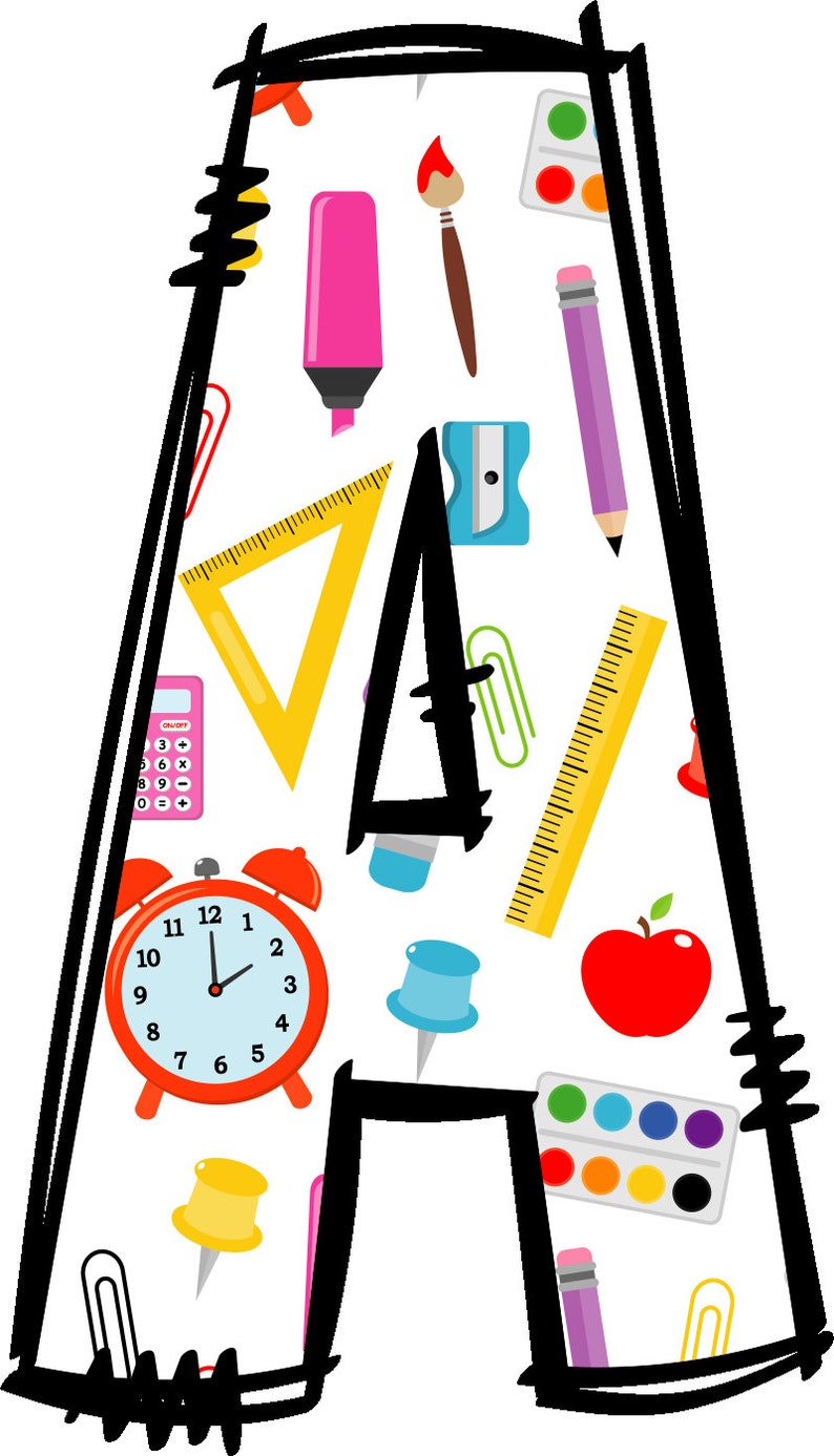 Teacher Doodle Letters, Back to School, Pencil Hand Drawn Doodle Alpha ...