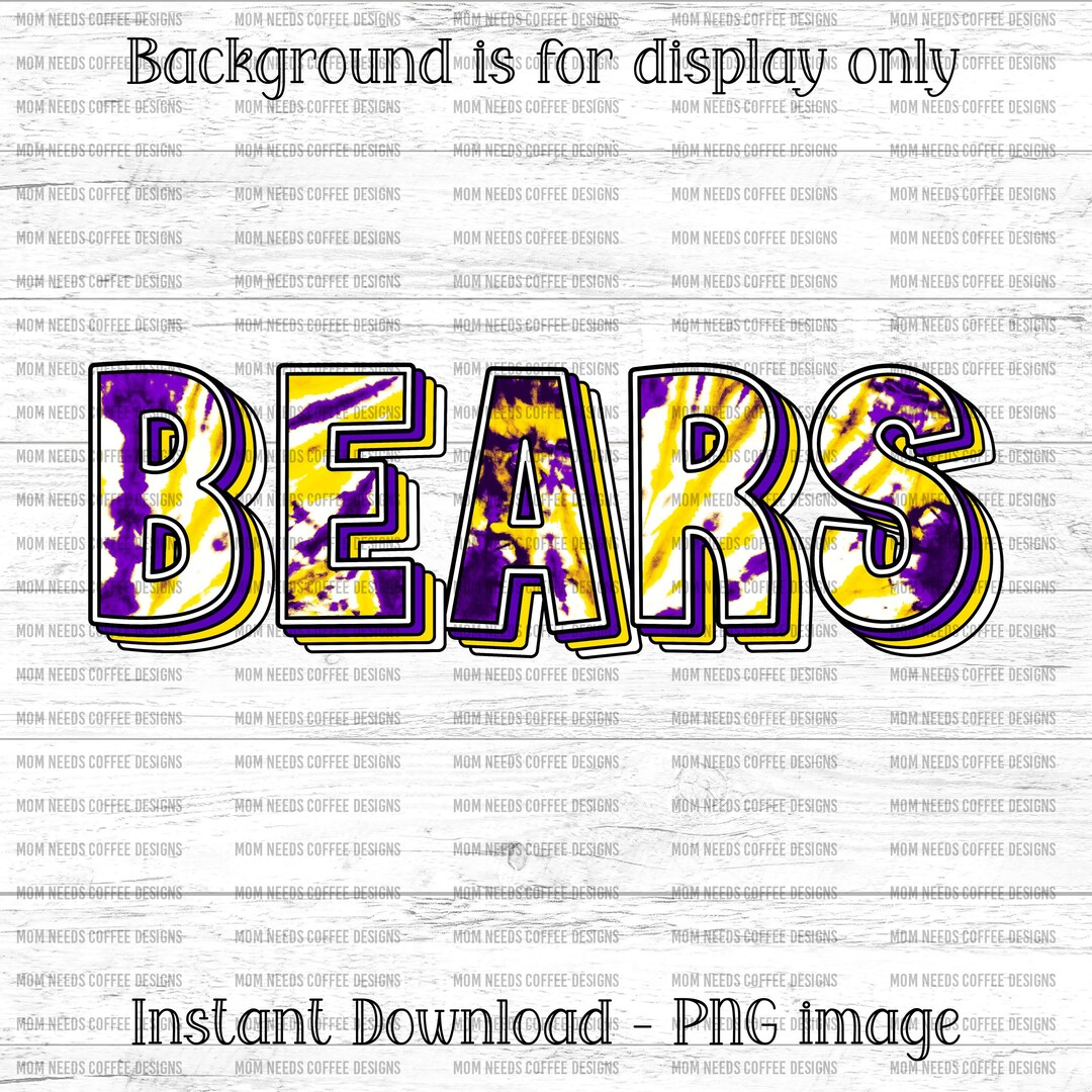 Bears PNG Transfer, Mascot Sublimation, Digital Download PNG, Tie Dye ...