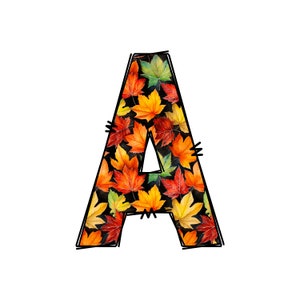 Fall Alphabet, Leaves Font, PNG, Autumn Letters, Doodle Font, Red ...