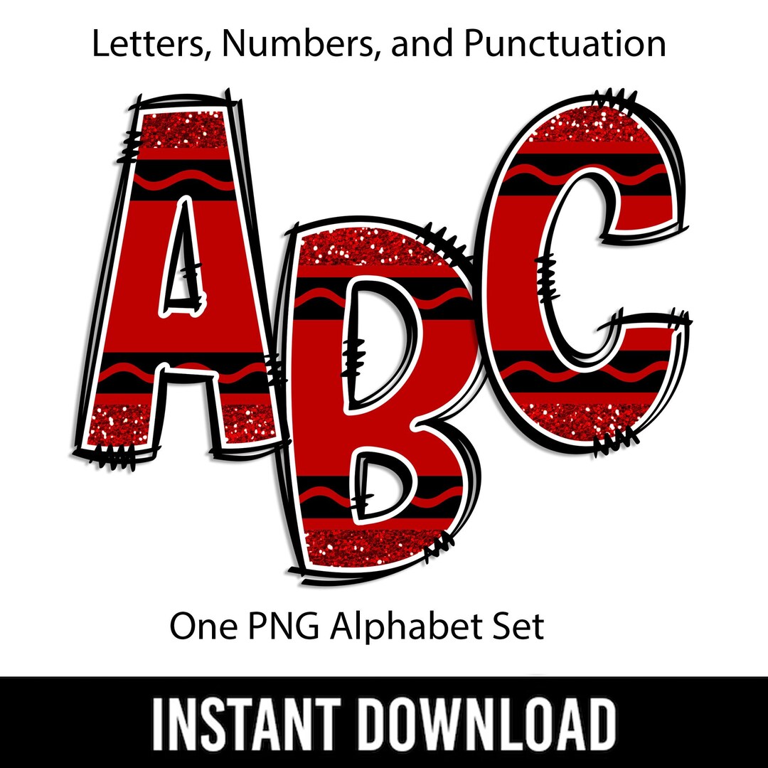 Red Crayon Alphabet Doodle Font Letters Crayons Numbers PNG Crayon ...
