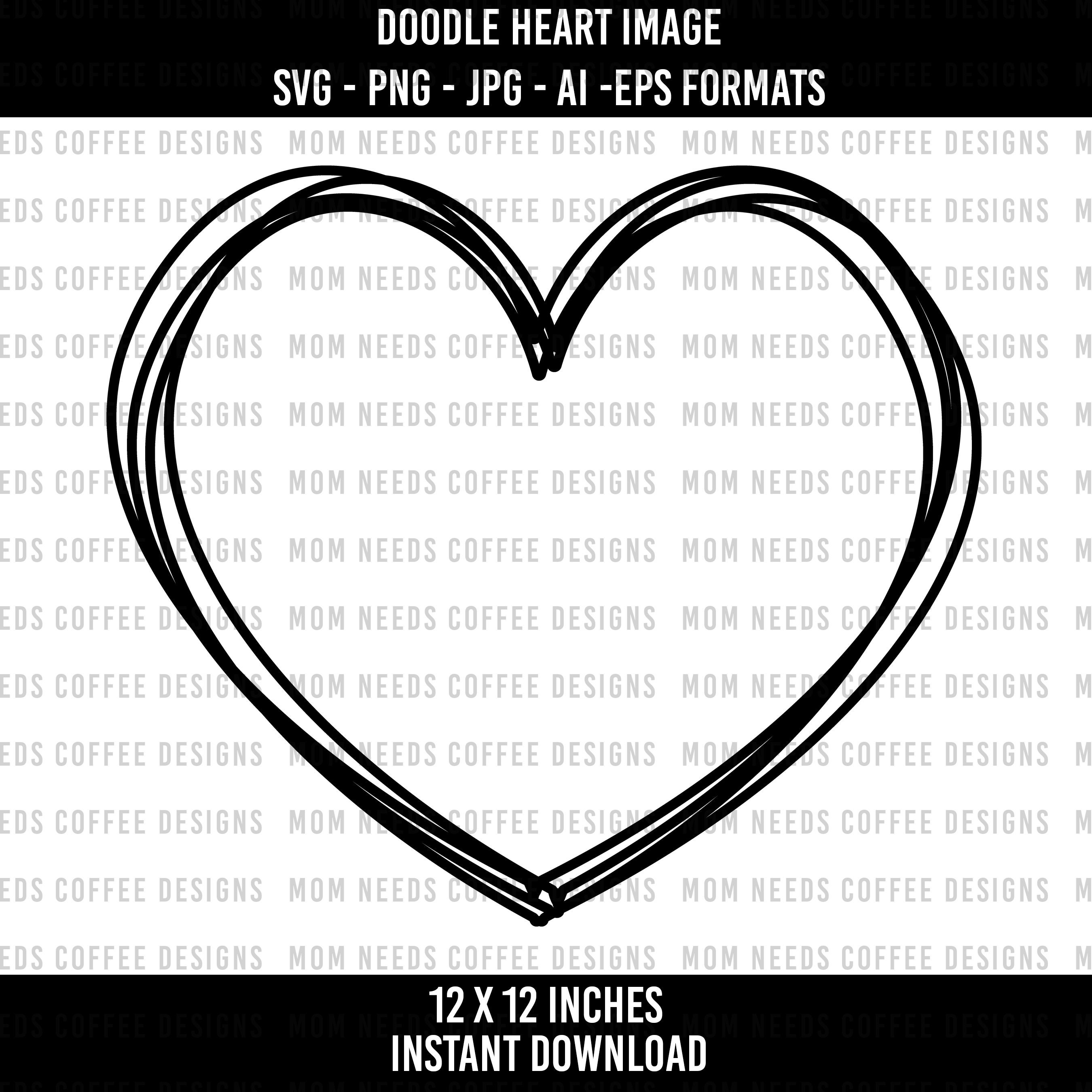 Doodle Heart Hand Lettered Hearts SVG SVG Files Instant - Etsy