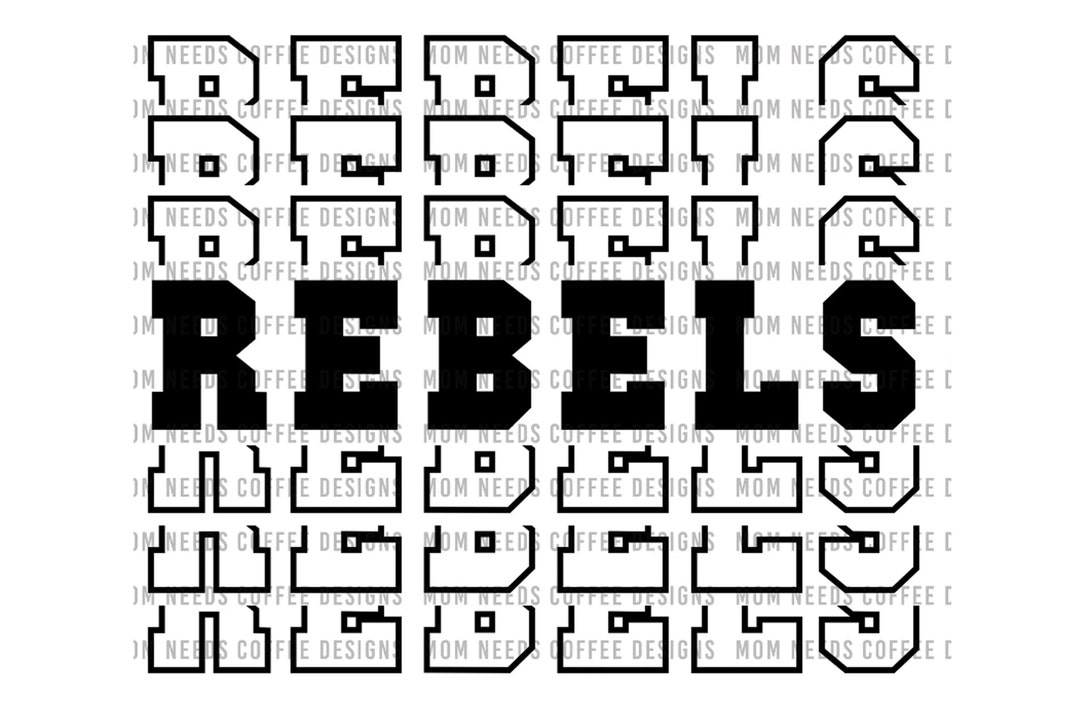 Rebels PNG Transfer Mascot Digital Download PNG, Stacked Letters ...
