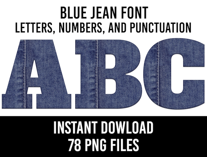 Denim Alphabet 78 Denim Letters PNG File Sublimation Denim - Etsy