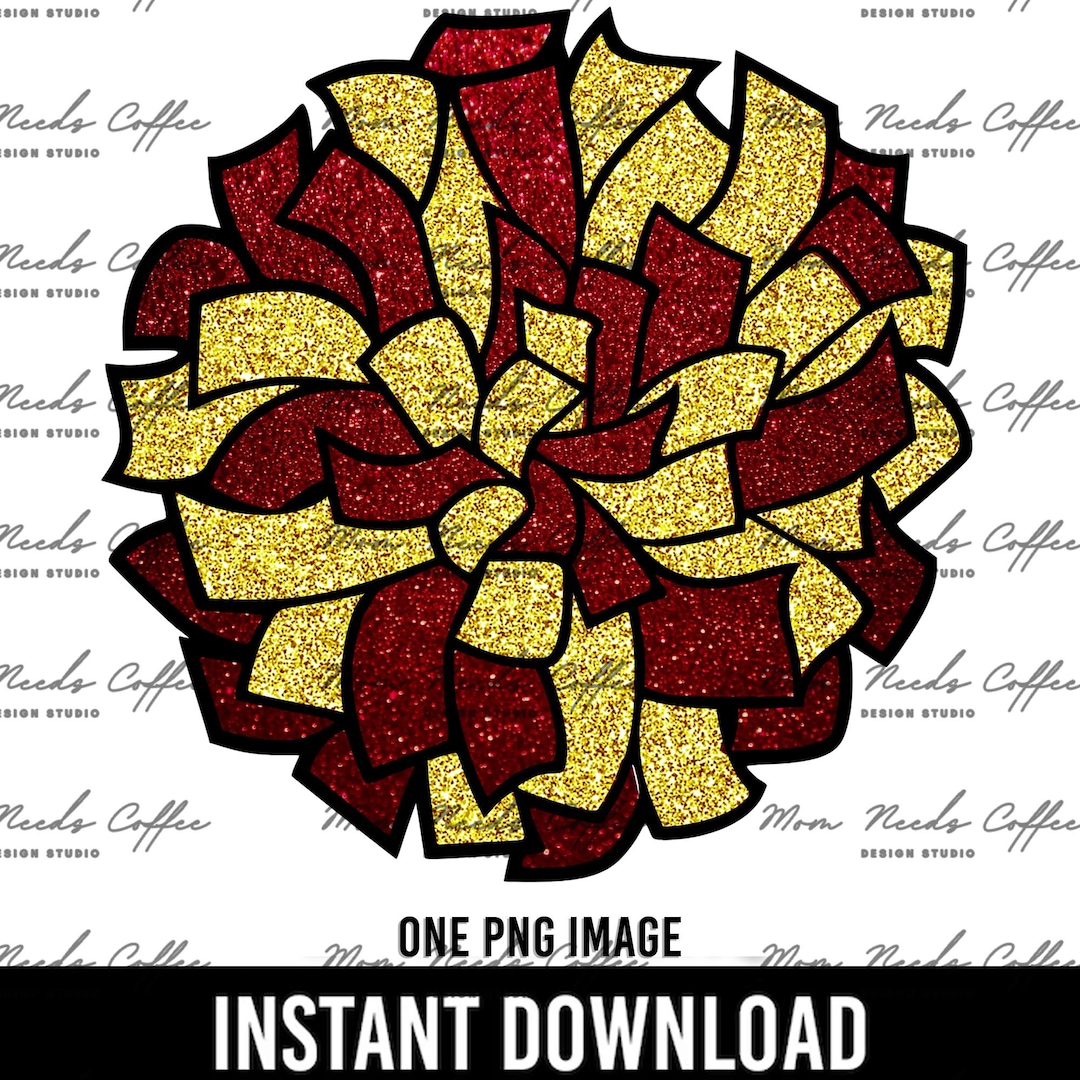 Cheer Maroon and Gold Pom Pom Clipart, Gameday Sublimation, Cut and ...