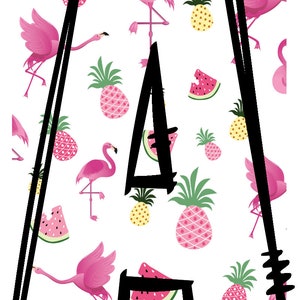 Flamingo Alphabet Doodle Font Letters Tropical Numbers PNG Font ...