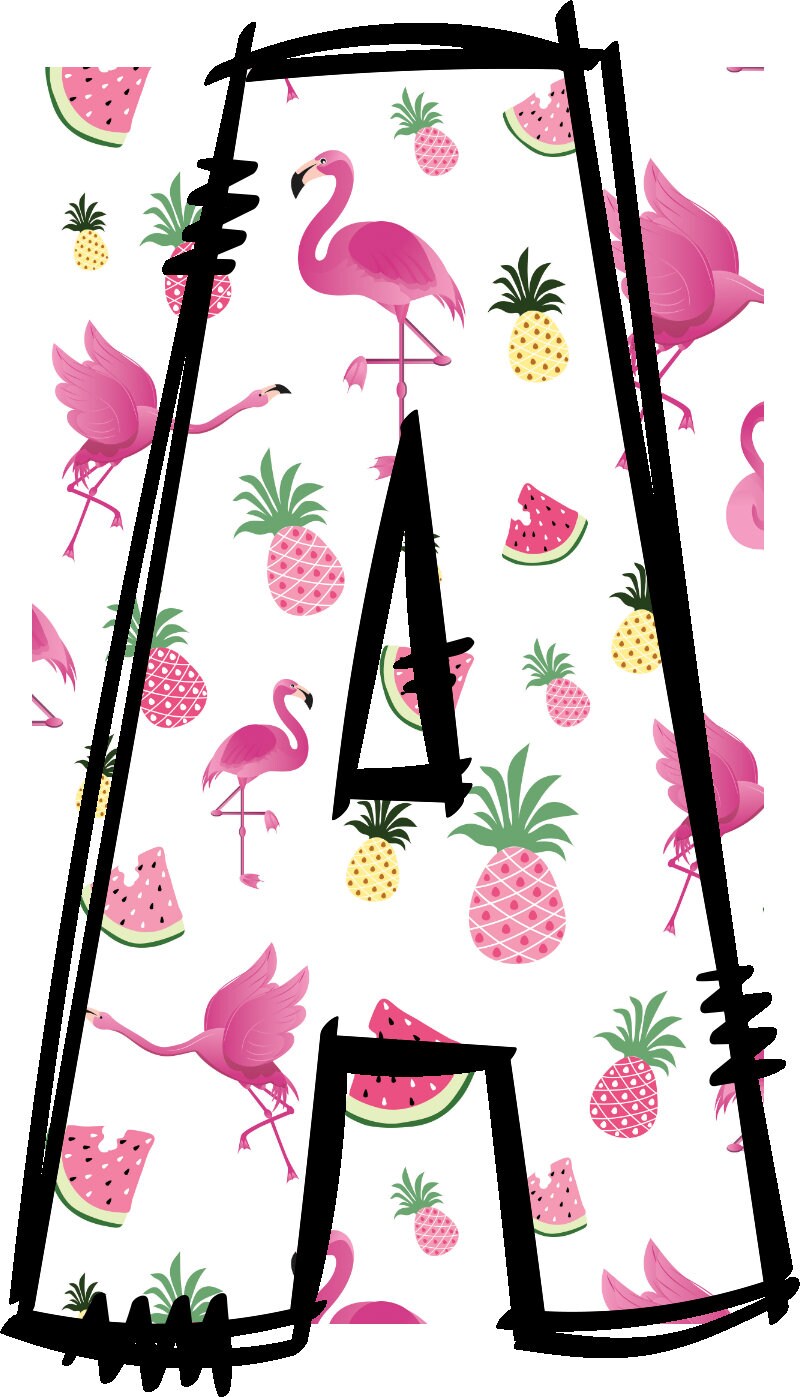 Flamingo Alphabet Doodle Font Letters Tropical Numbers PNG Font ...