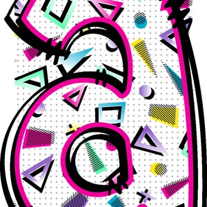 80s Alphabet Doodle Font 90s Letters Retro Numbers PNG Eighties Alpha ...