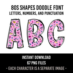 80s Alphabet Doodle Font 90s Letters Retro Numbers PNG Eighties Alpha ...