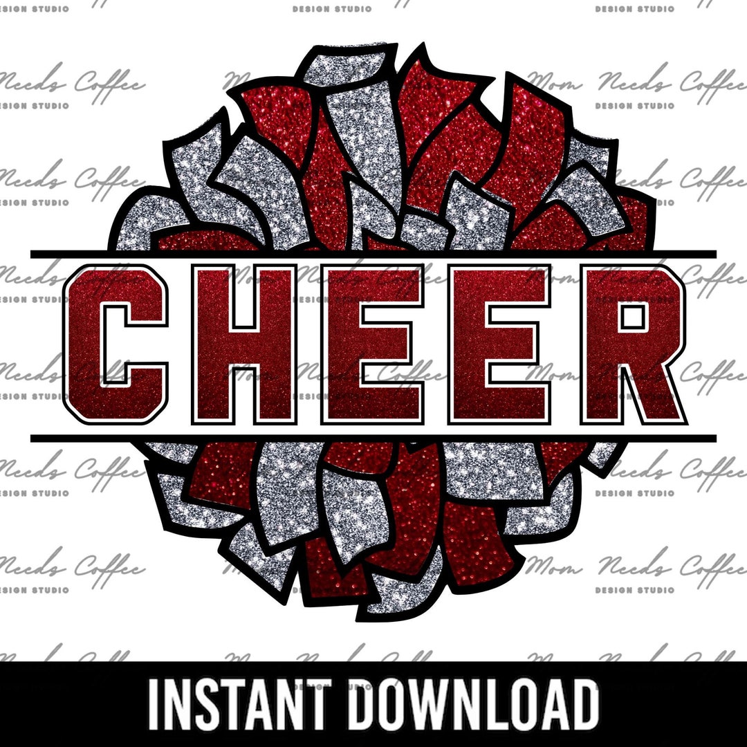 Cheer Maroon and Gray Pom Pom Clipart, Gameday Sublimation, Cut and ...