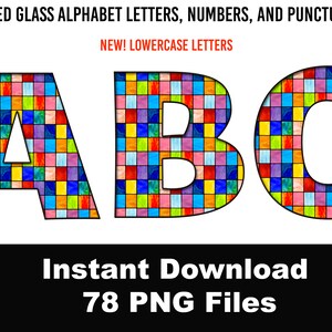Stained Glass Alphabet 78 Letters Mosaic ABC PNG Font Stained | Etsy