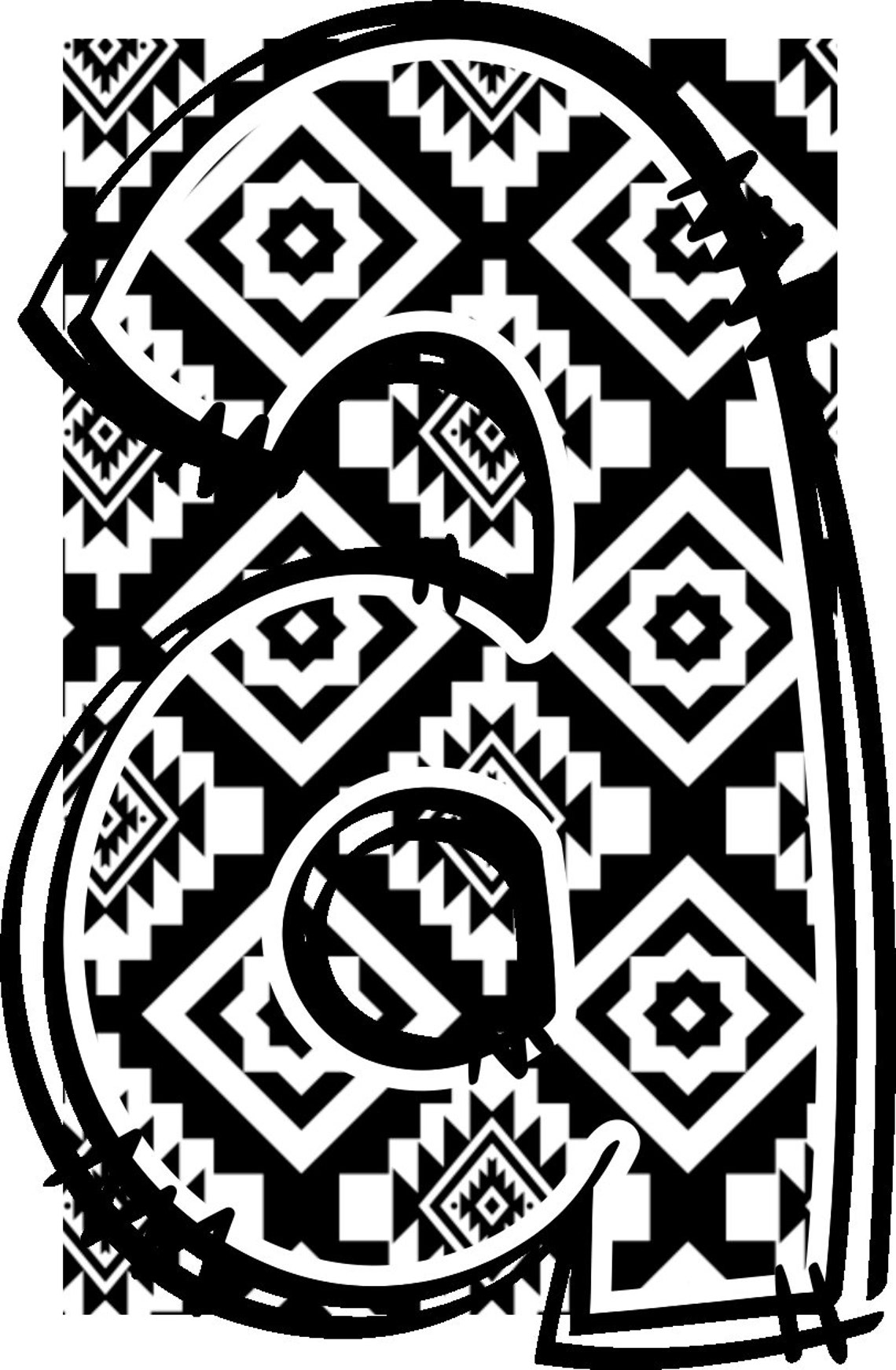 Aztec Alphabet Doodle Font Letters Aztec Numbers PNG Navajo Sublimation ...