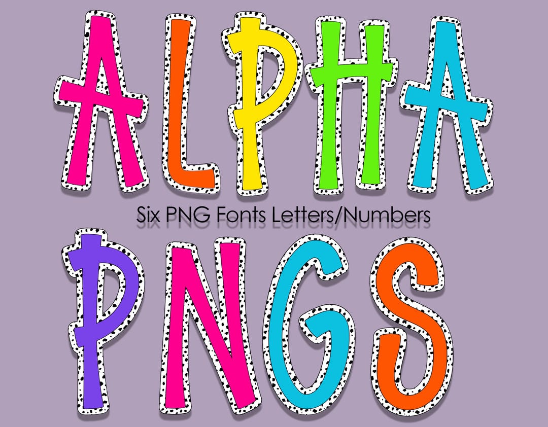 Dalmatian Fonts, PNG, Rainbow Alphas, Spotted Letters, Classroom Decor ...