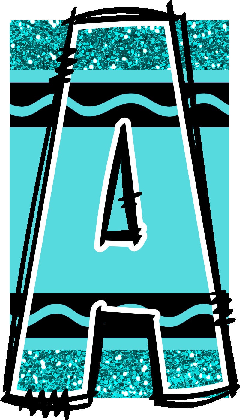 Light Blue Crayon Alphabet Doodle Font Letters Crayons Classroom Decor ...