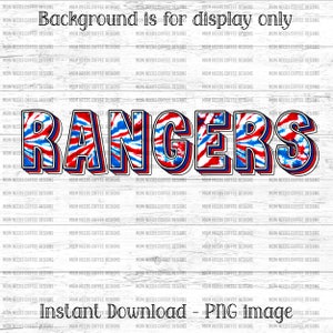 Rangers PNG Transfer Mascot Digital Download PNG, Tie-dye, Red and Blue ...