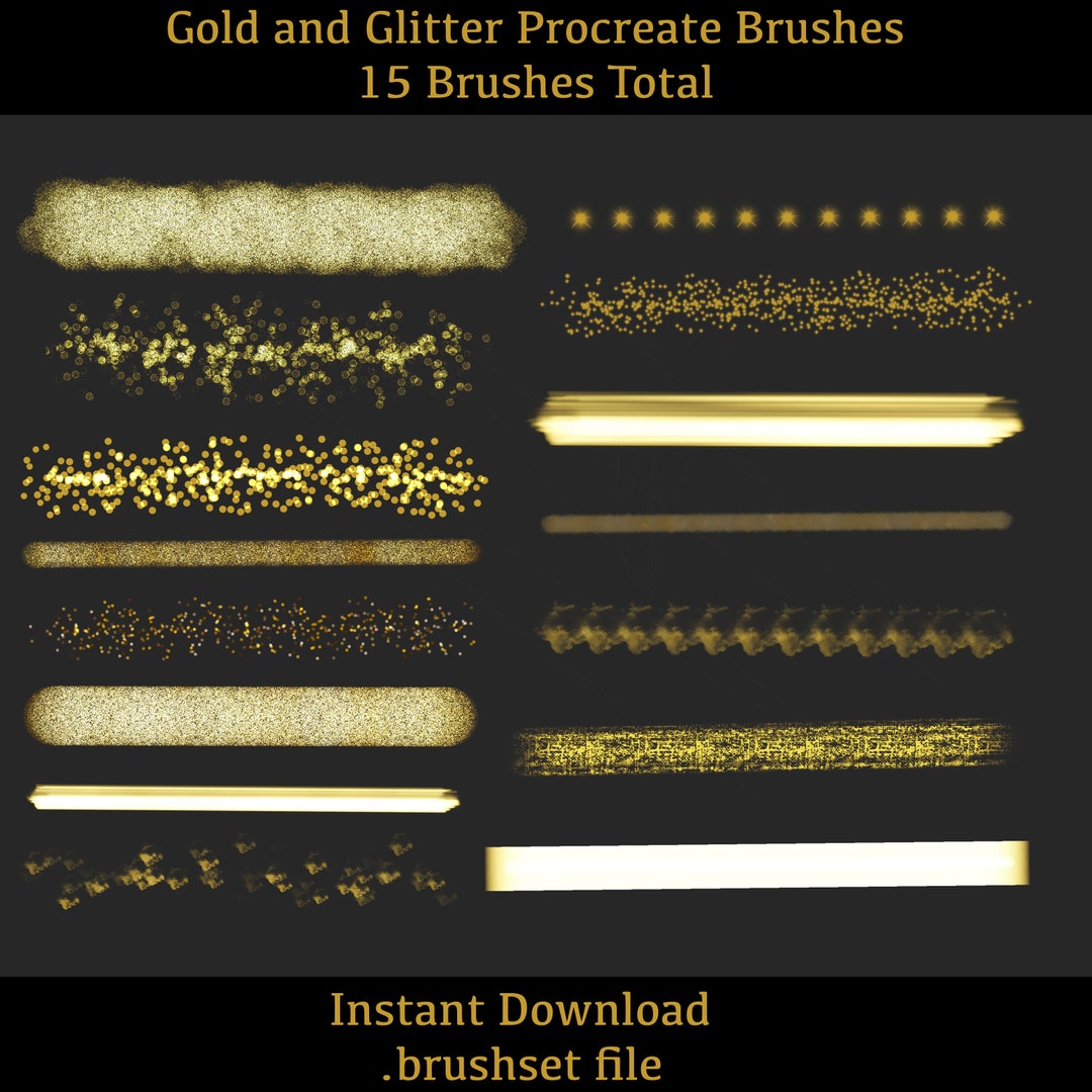 Gold Procreate Brushes Glitter Procreate Stamps Procreate - Etsy