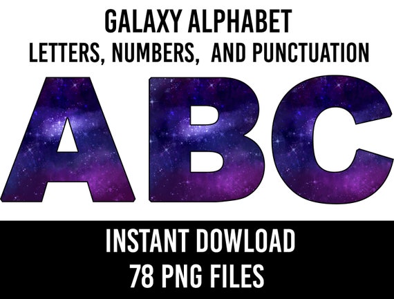 Galaxy Alphabet Stars 78 Letters Space Font Galaxy Font | Etsy