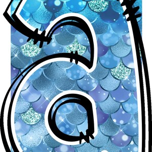 Mermaid Alphabet Doodle Font Letters Mermaid Numbers PNG Font Ocean ...
