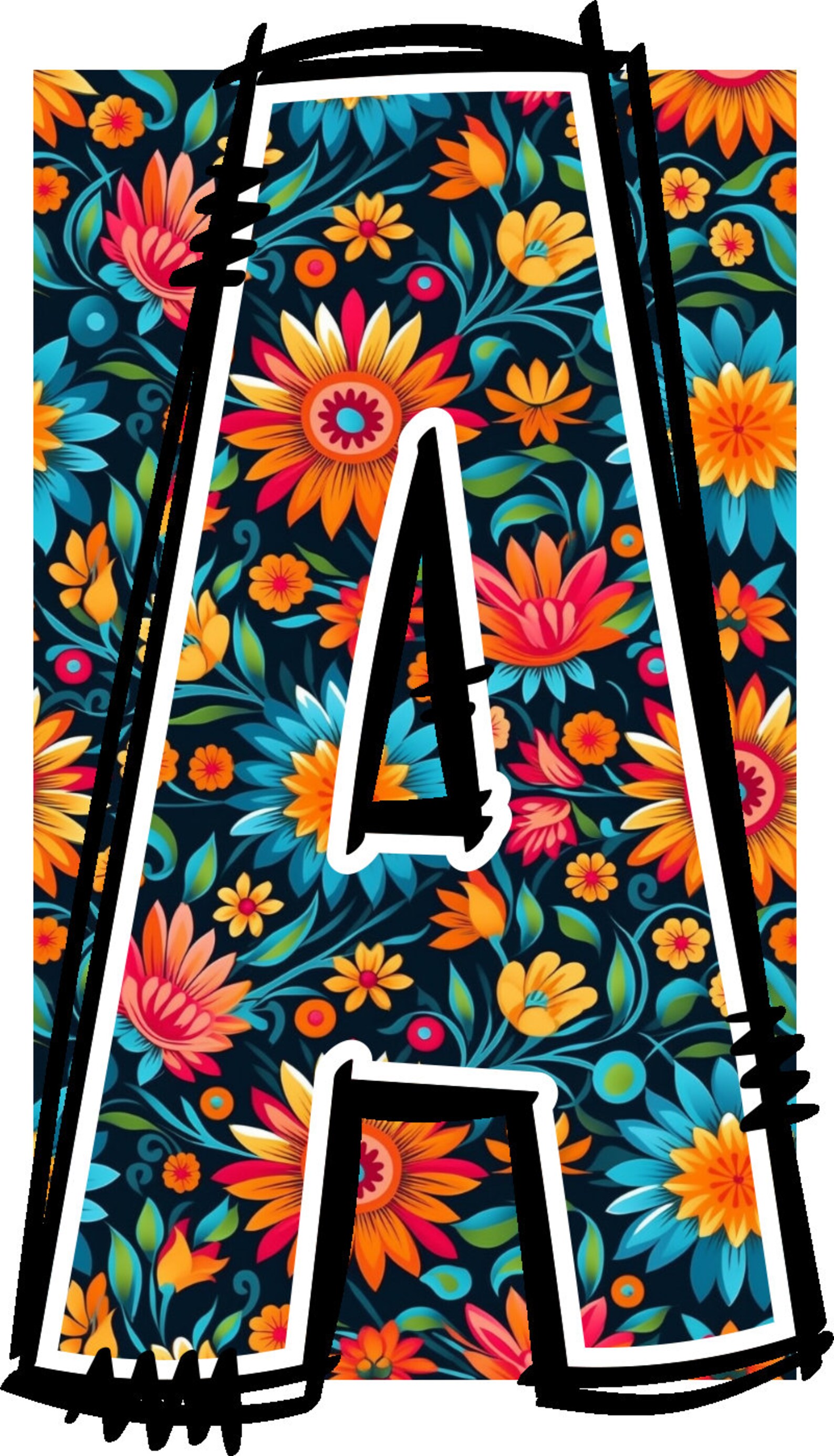 Mexican Floral Alphabet Doodle Font Letters Talavera Numbers Serape ...