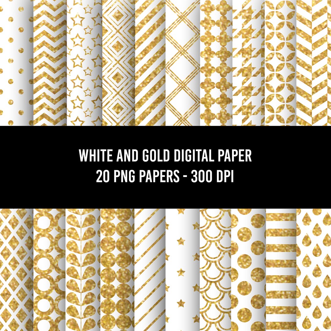 Black and Gold Digital Paper, Glitter Digital Paper, Digital ...