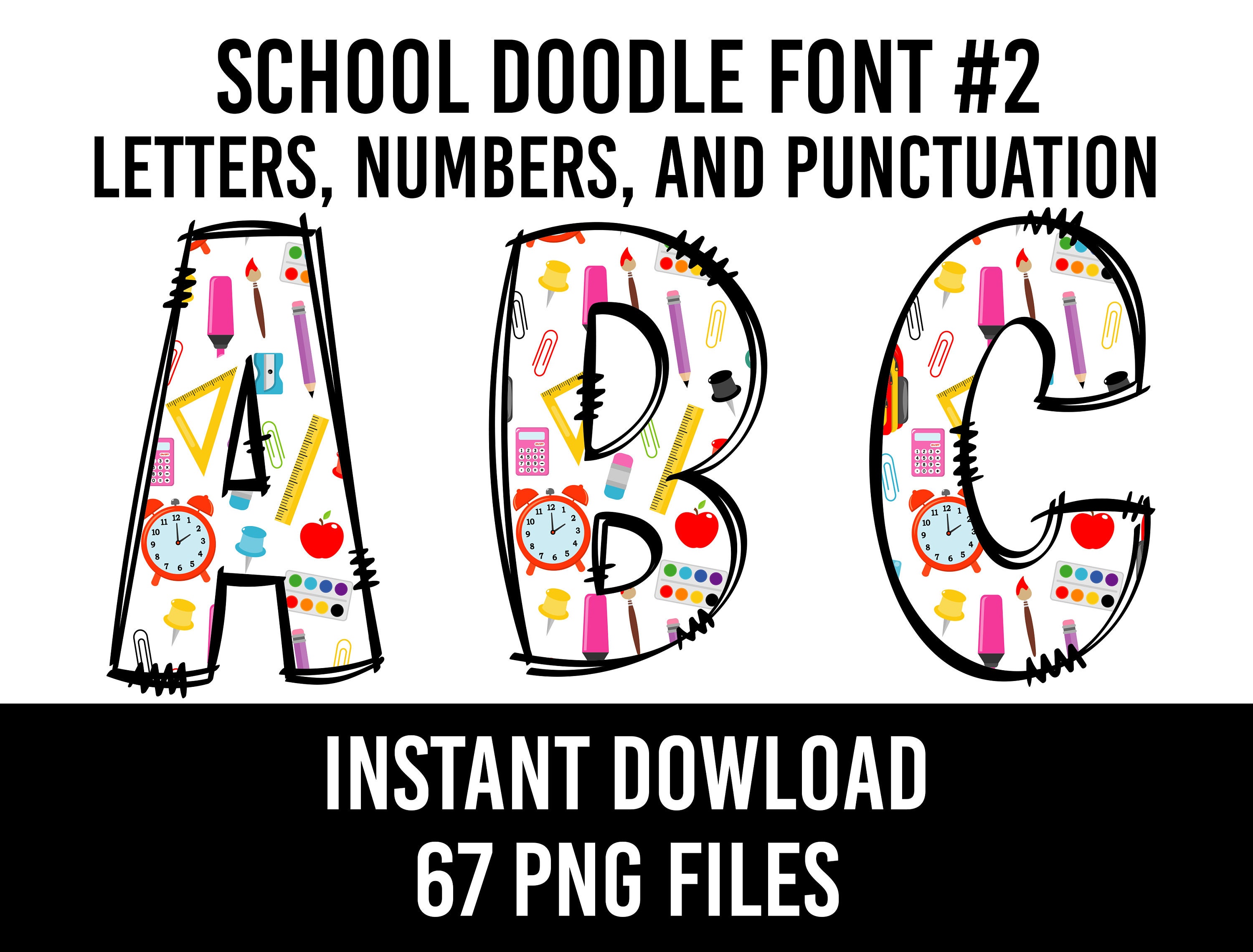 Back to School Font Teacher Doodle Letters Back to School - Etsy