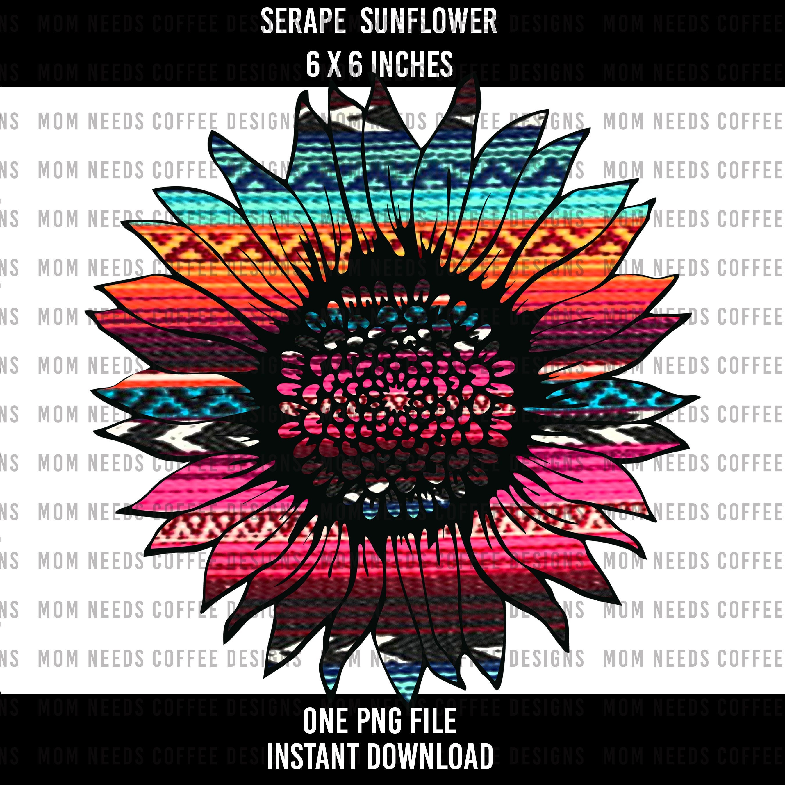 Serape Sunflower PNG Colorful Sunflower Sublimation Western Sunflower ...