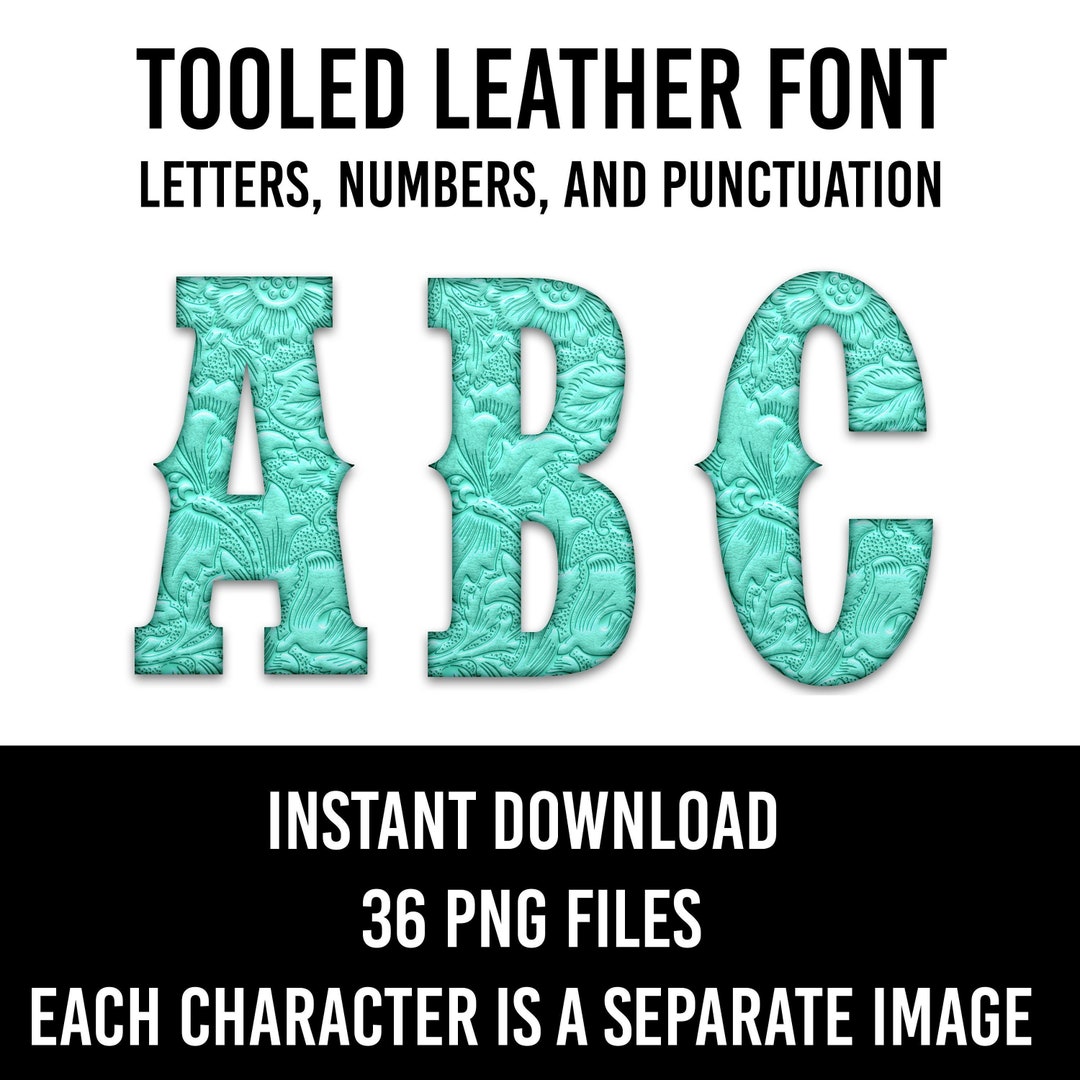 Tooled Leather Alphabets Doodle Font Letters Western Numbers PNG Font ...