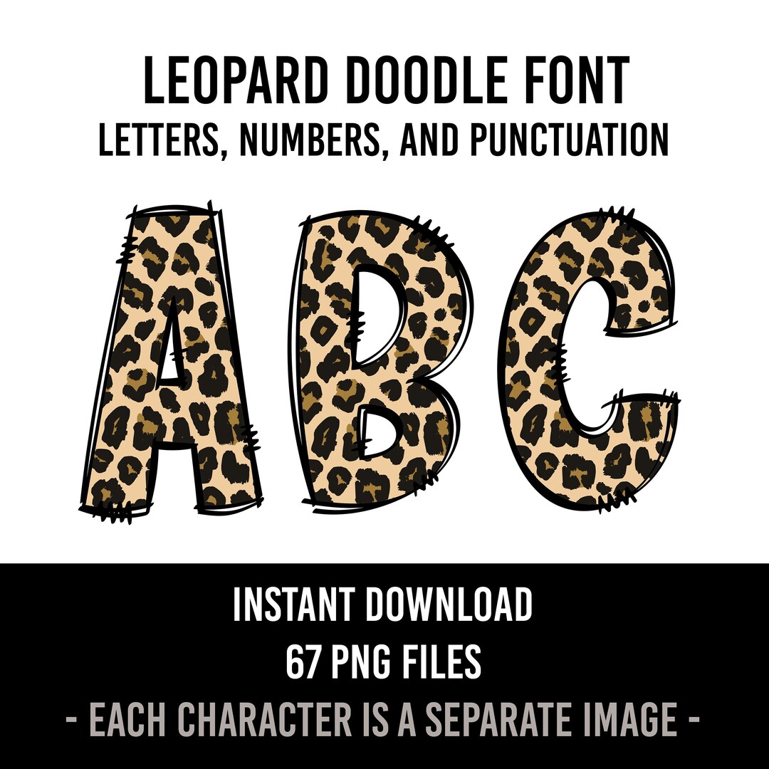 Leopard Print Alphabet Doodle Font, PNG, Animal Print Letters, Numbers ...