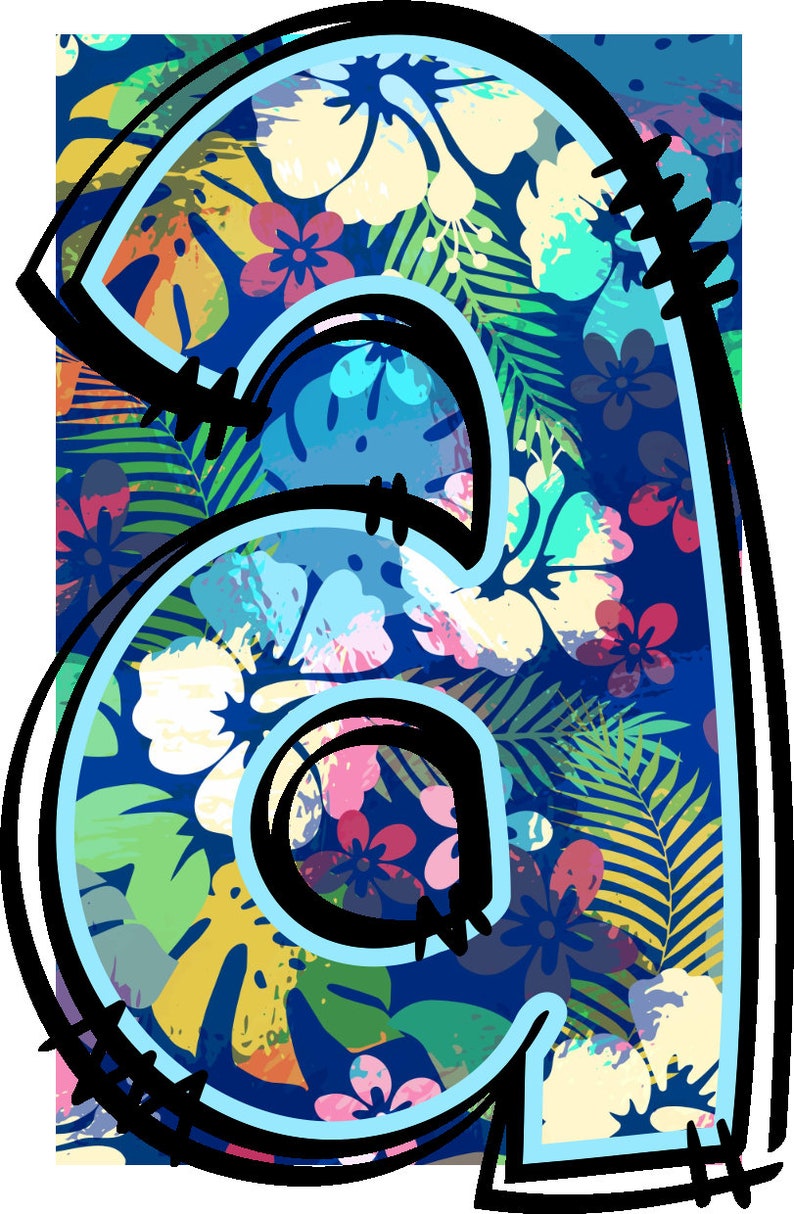 Summer Alphabet Doodle Font Letters Hawaiian Numbers PNG - Etsy