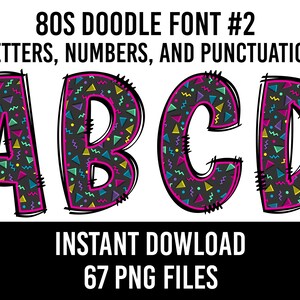 80s Alphabet Doodle Font 90s Letters Retro Numbers PNG - Etsy