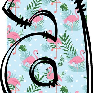 Flamingo Alphabet Doodle Font Letters Tropical Numbers PNG Font ...