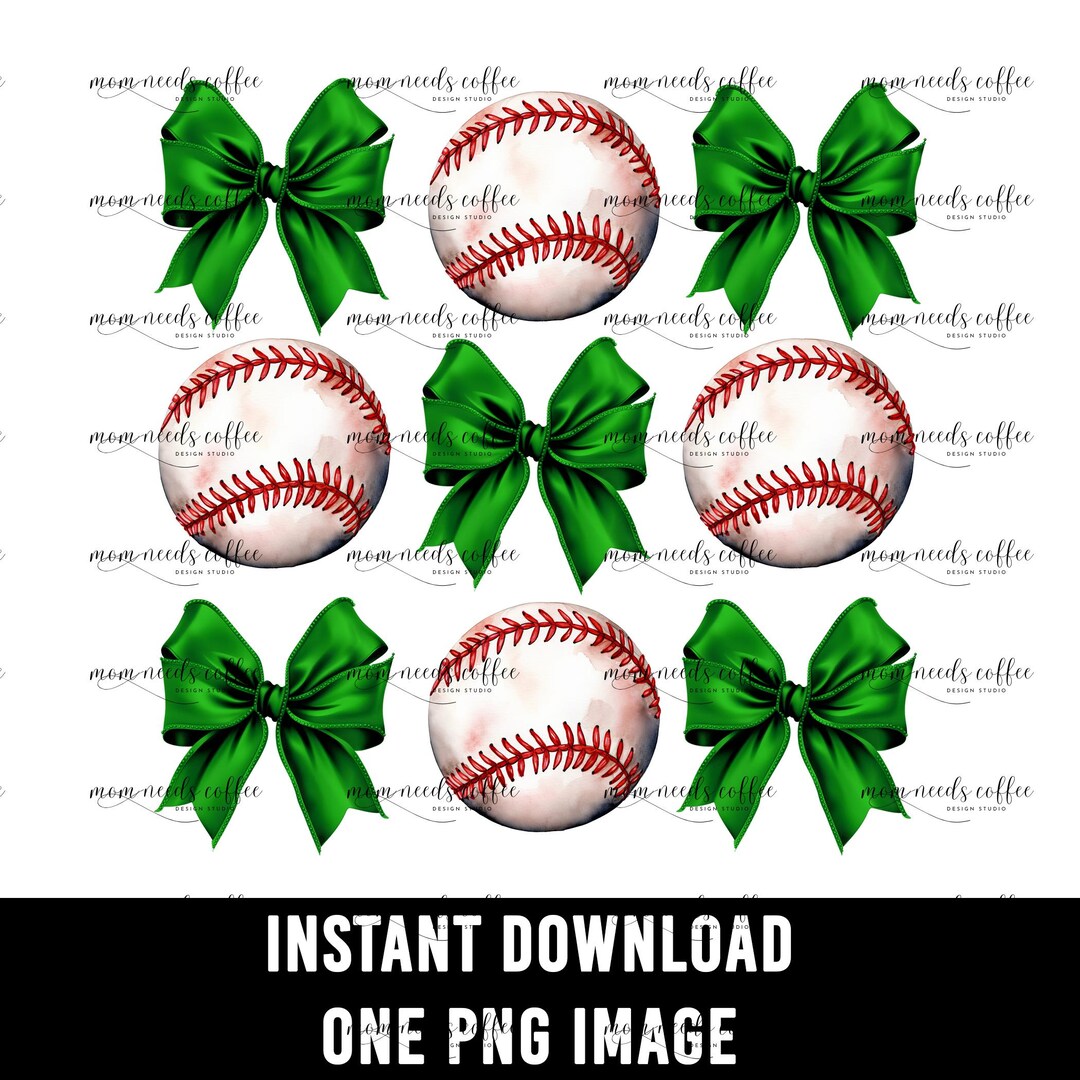 Baseballs and Bows PNG, Coquette Bows PNG, Game Day Sublimation, Home ...