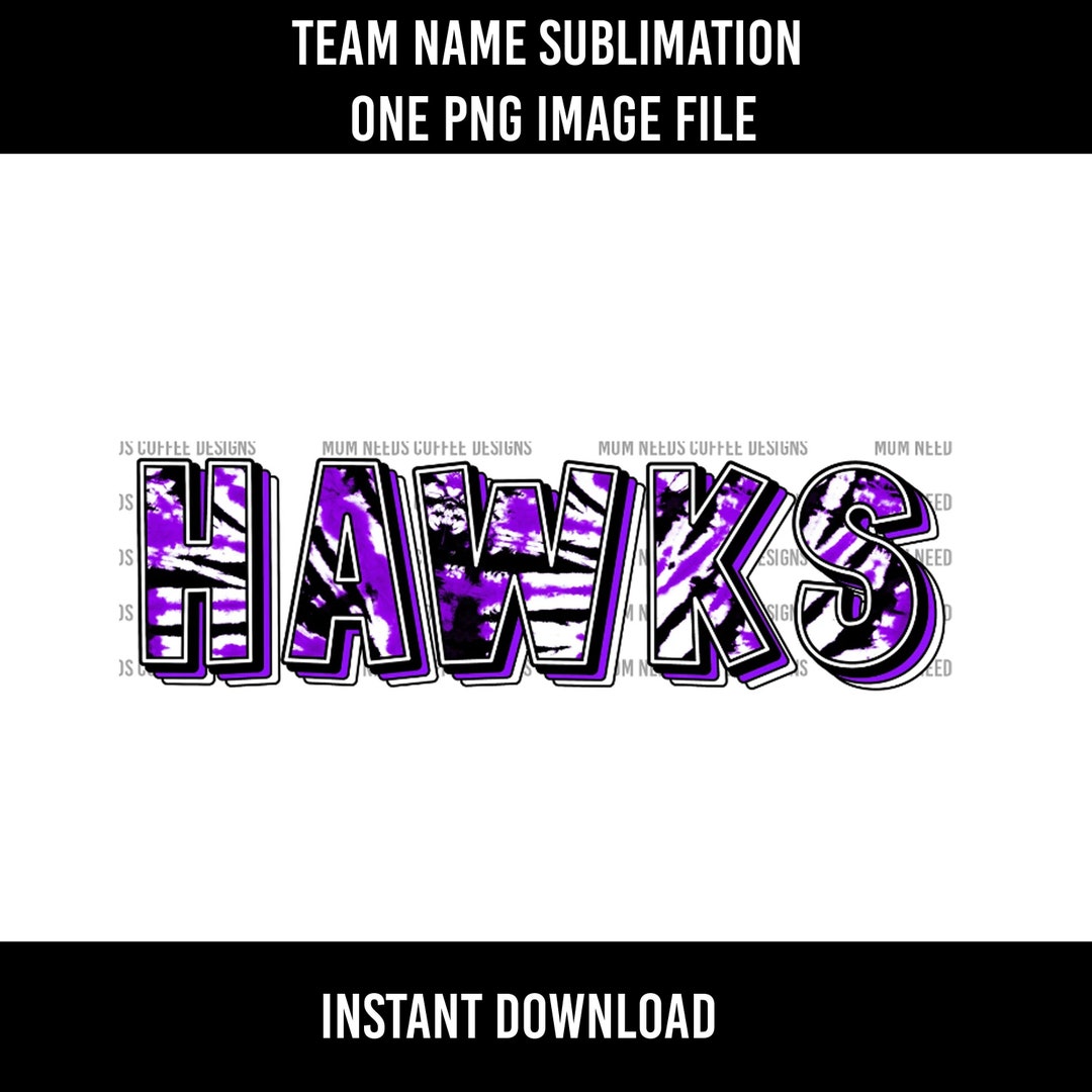 Hawks PNG Transfer Mascot Digital Download PNG Tie-dye Purple - Etsy